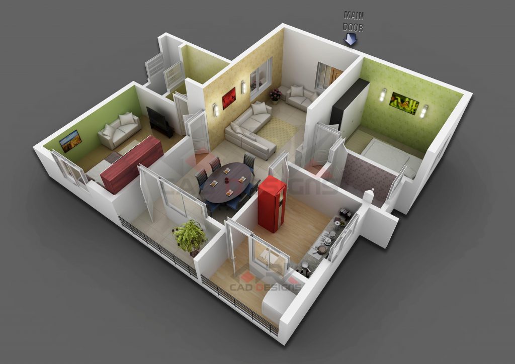 2D Black & White Floor plans | RK CAD Design